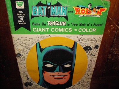 VINTAGE BATMAN & ROBIN GIANT COMICS TO COLOR 15"X11" SUPER FRIENDS RARE ...