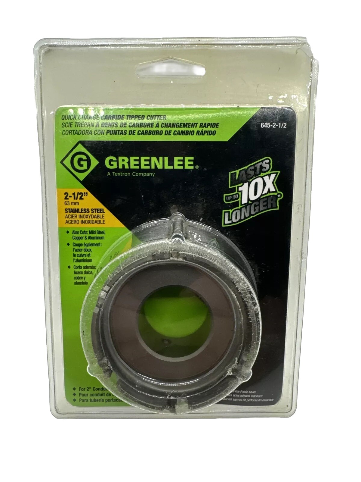 Greenlee 645-2-1/2 2-1/2" Quick Change Stainless Steel Carbide-Tip Hole ...