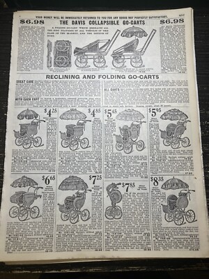 1908 PAPER AD Print Sears Catalog Davis Collapsible Go Carts Strollers ...