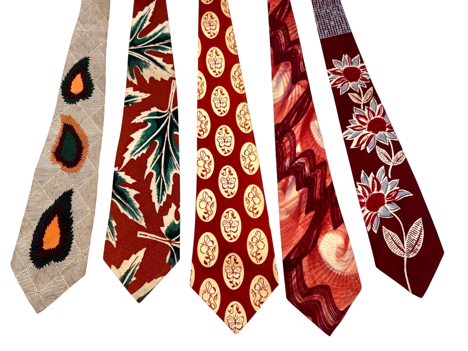 5X 1940s Vintage Men’s Neck Tie Lot | Swing Era Silk Rayon MCM Novelty ...