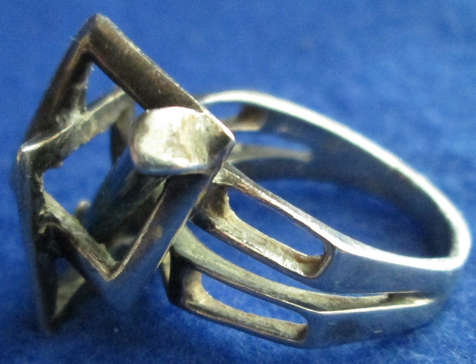 Size 7 Sterling Artistic Stylized Box Within A Box Ring W Oblong Cut ...