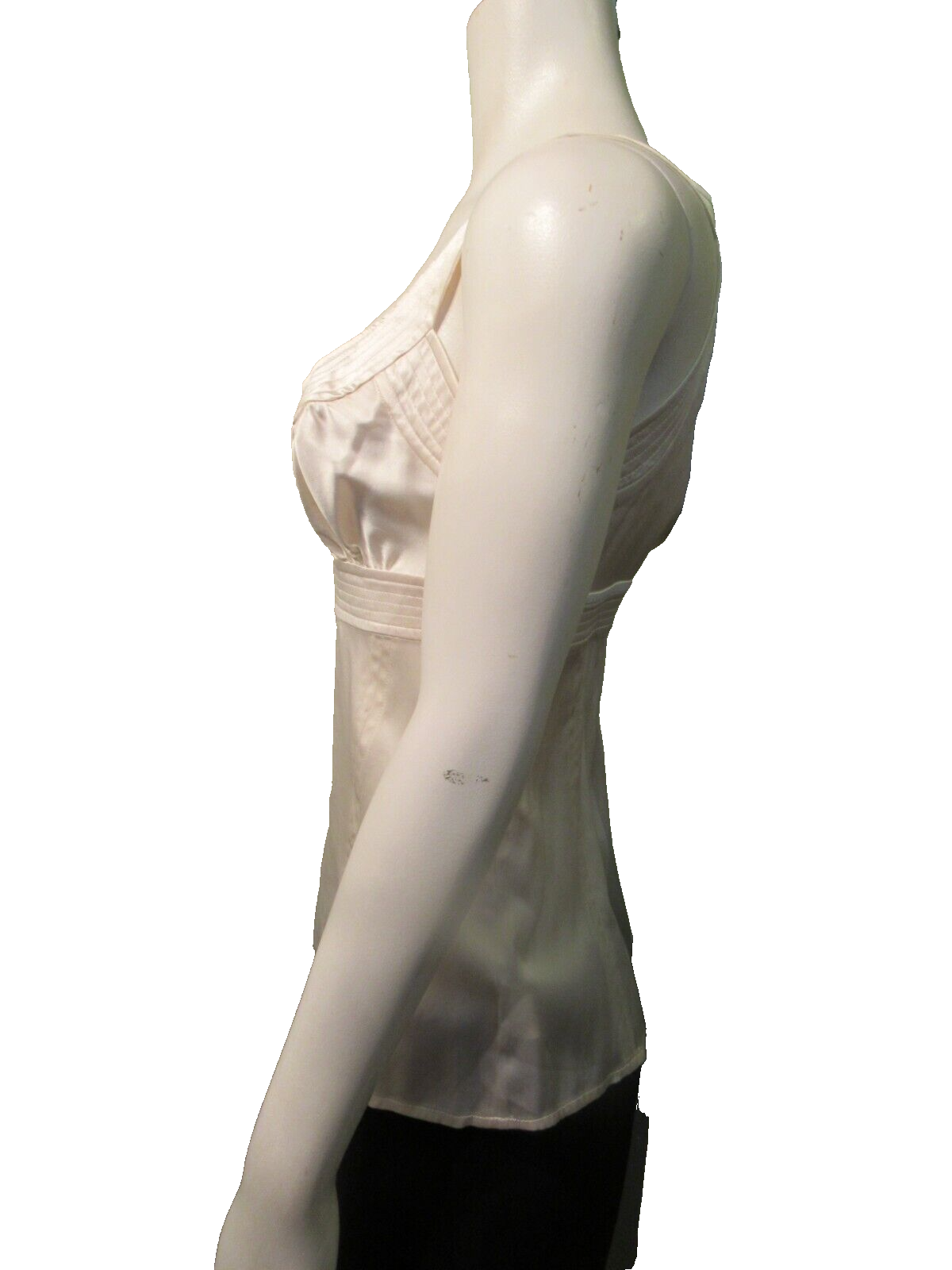 bebe stretch silk sleeveless cream keyhole ruffle camisole top size S ...