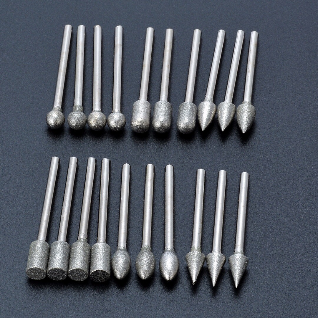 20Pcs Diamond Coated Round Ball Spherical Head Grinding Bit 120Grit ...