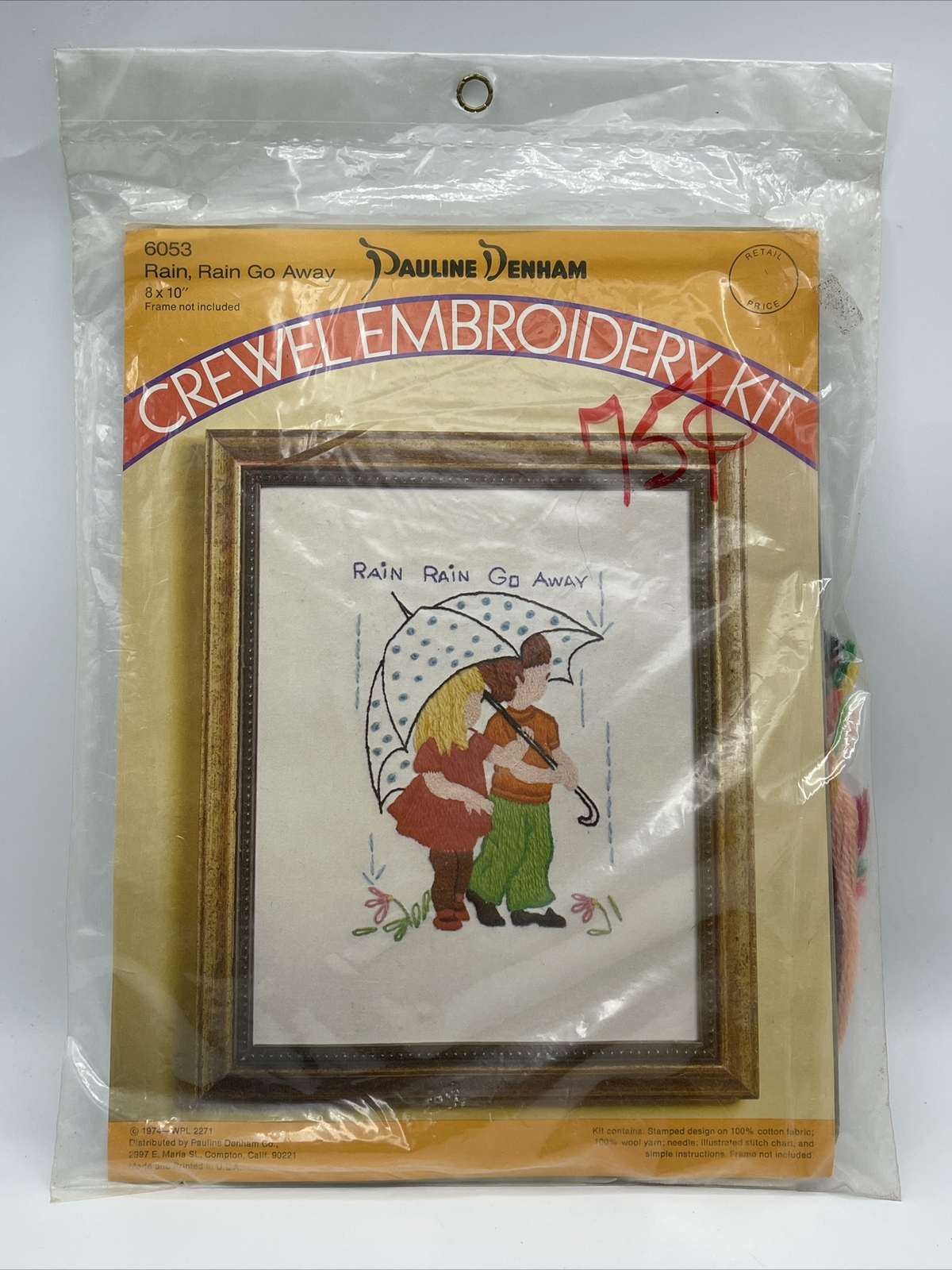 Vintage '74 USA Pauline Denham 100% Wool Crewel Embroidery Kit 8x10 ...
