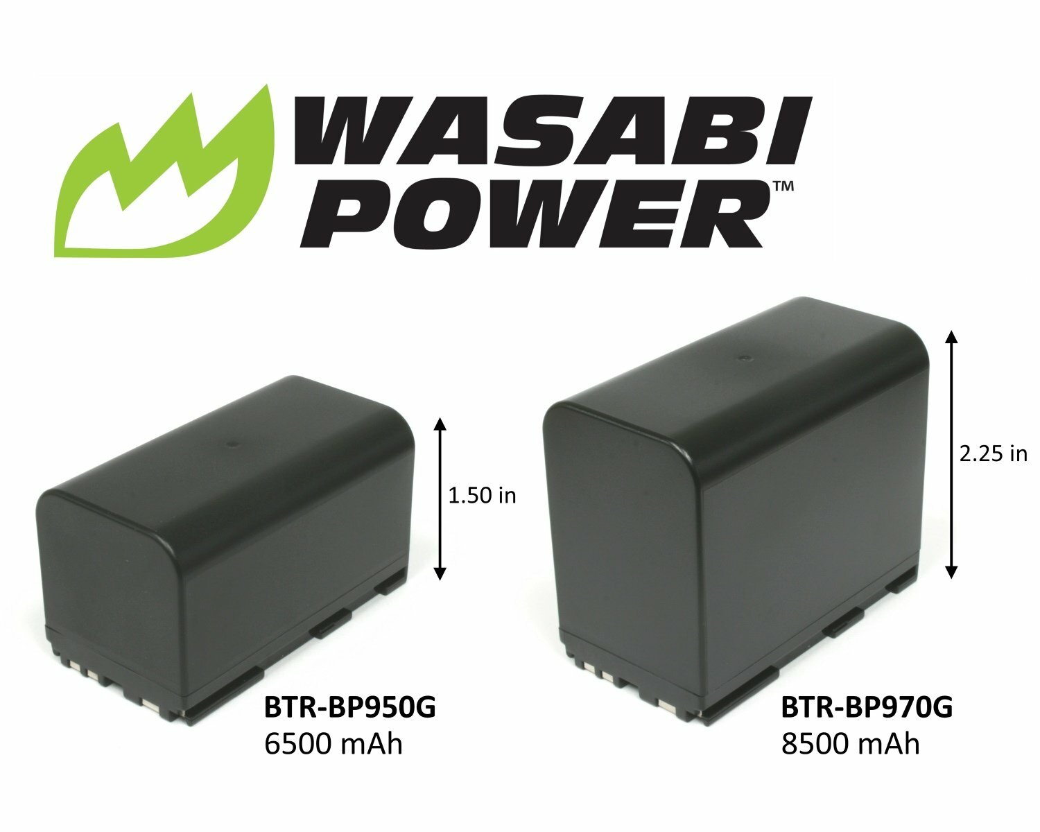 Wasabi Power Battery (2-Pack) & Charger for Canon BP-950G, BP-955, RED ...