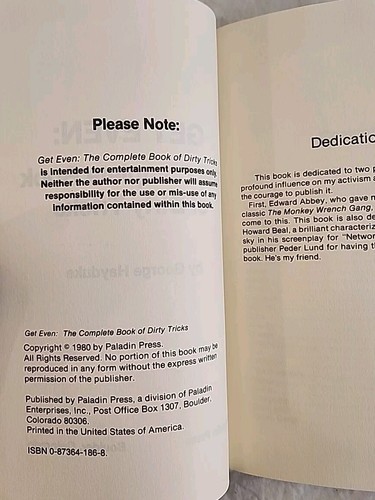 Get Even : The Complete Book of Dirty Tricks by George Hayduke (1980 ...