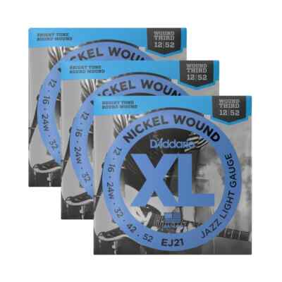 D'Addario 3 SETS EJ21 Jazz Light Wound 3rd String Electric Guitar Strings 12-52 | eBay
