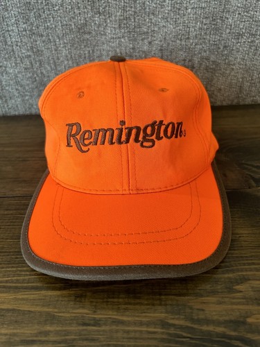 Vintage Remington Strapback Hat Cap Blaze Orange Spellout Logo Made in ...