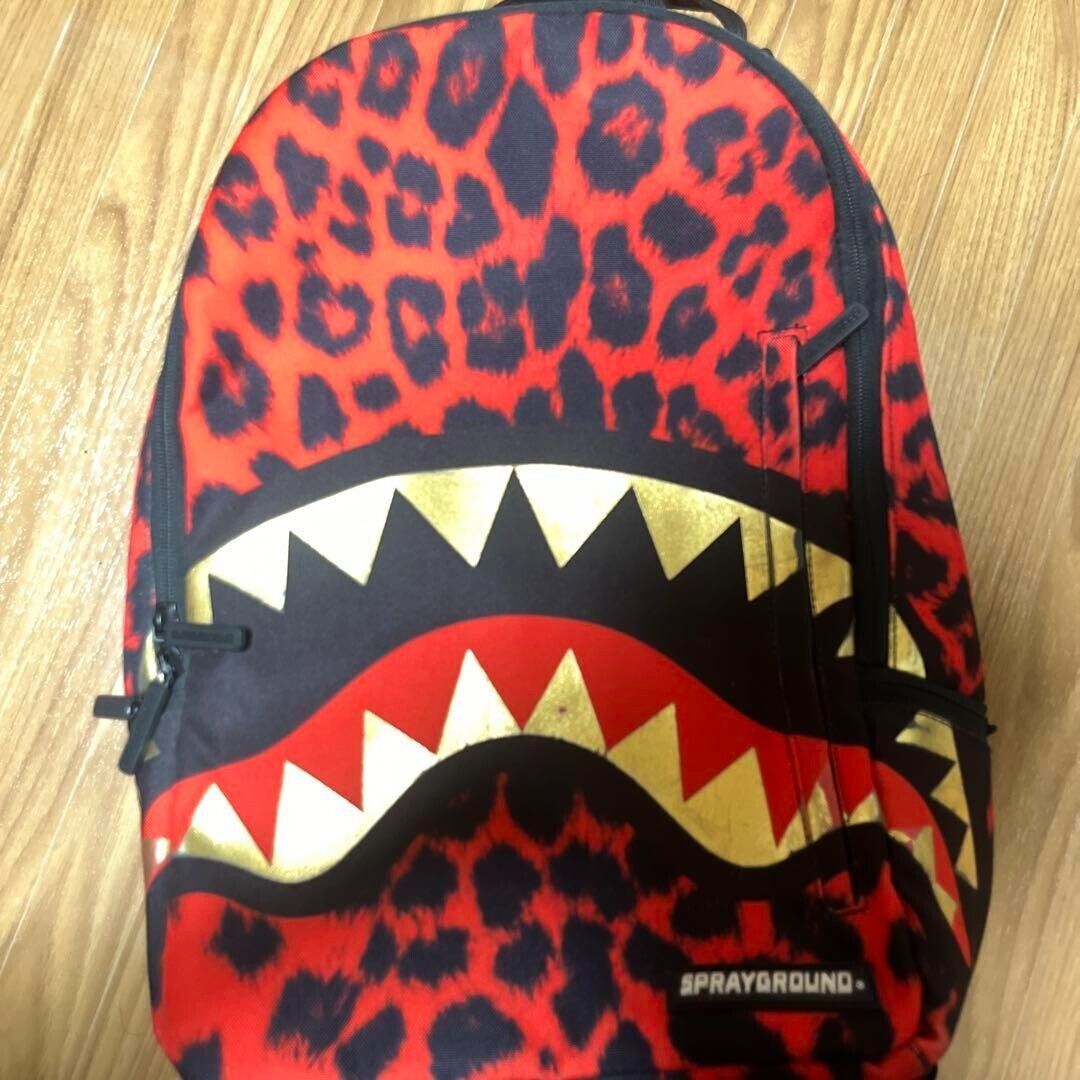 SPRAYGROUND Backpack Leopard Shark Gold Red Rare Lapt… - Gem