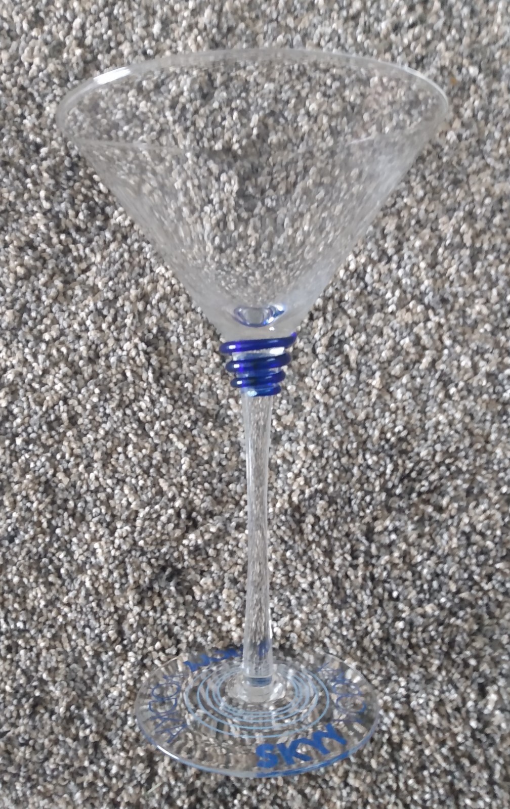 SKYY Vodka Cosmopolitan Martini Glasses Cobalt Blue Swirl @ Base of Cup ...