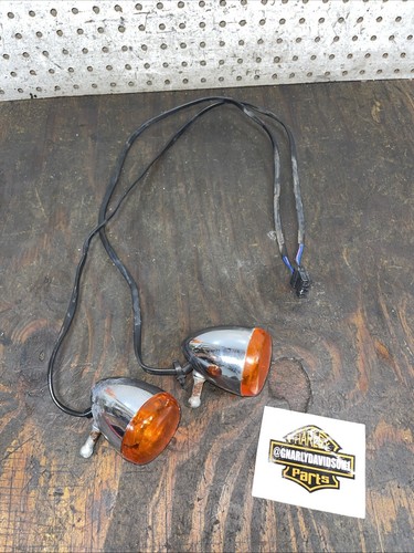 04 & UP Harley Sportster FXR DYNA Front amber Turn Signals Blinkers Set ...