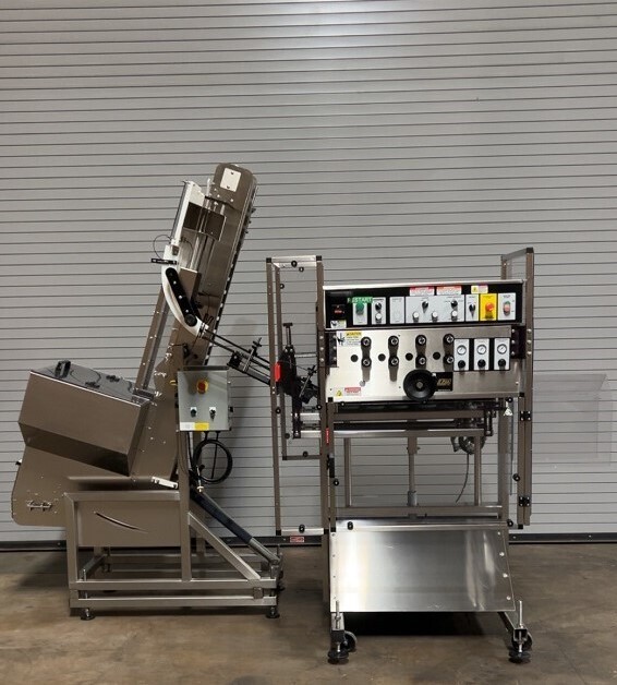 EPAK 8 Quill Automatic Inline Bottle Capper with Waterfall Cap Elevator ...