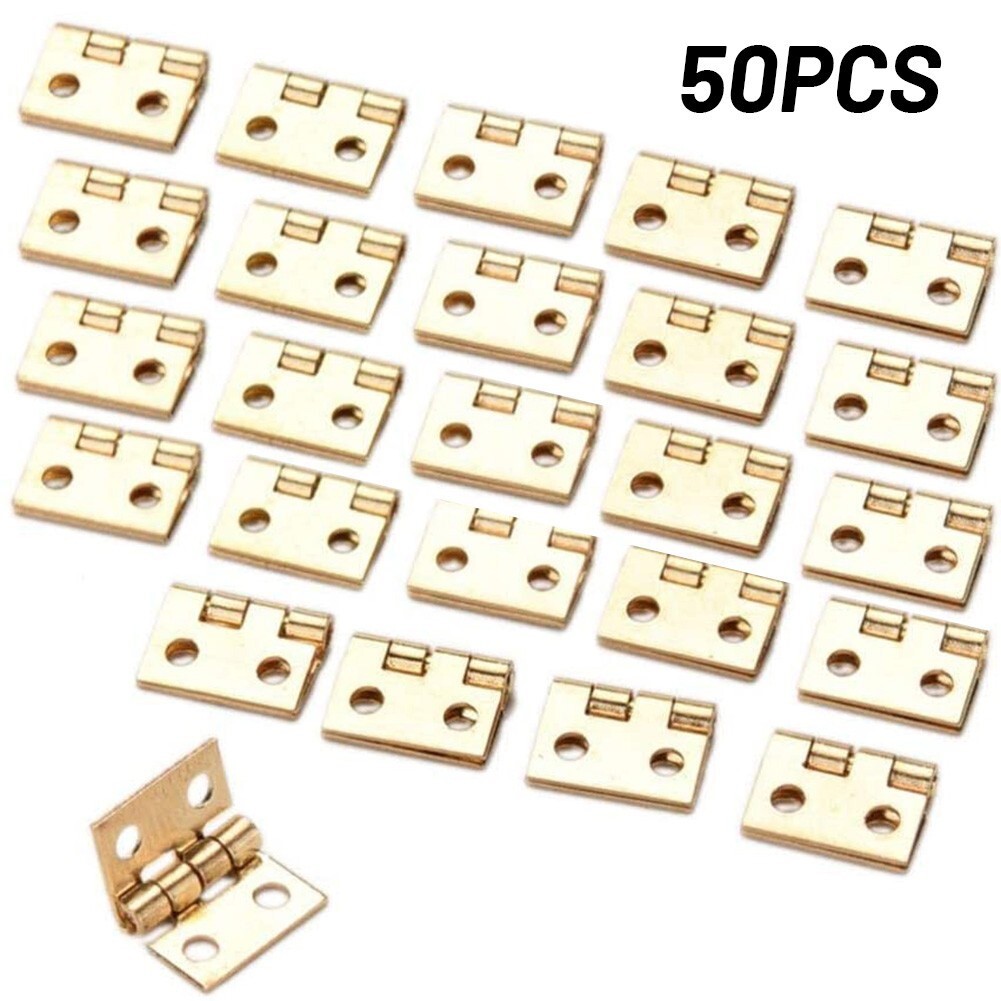 50pcs/set Mini Decorative Jewelry Cigar Box Hinges Brushed Brass ...