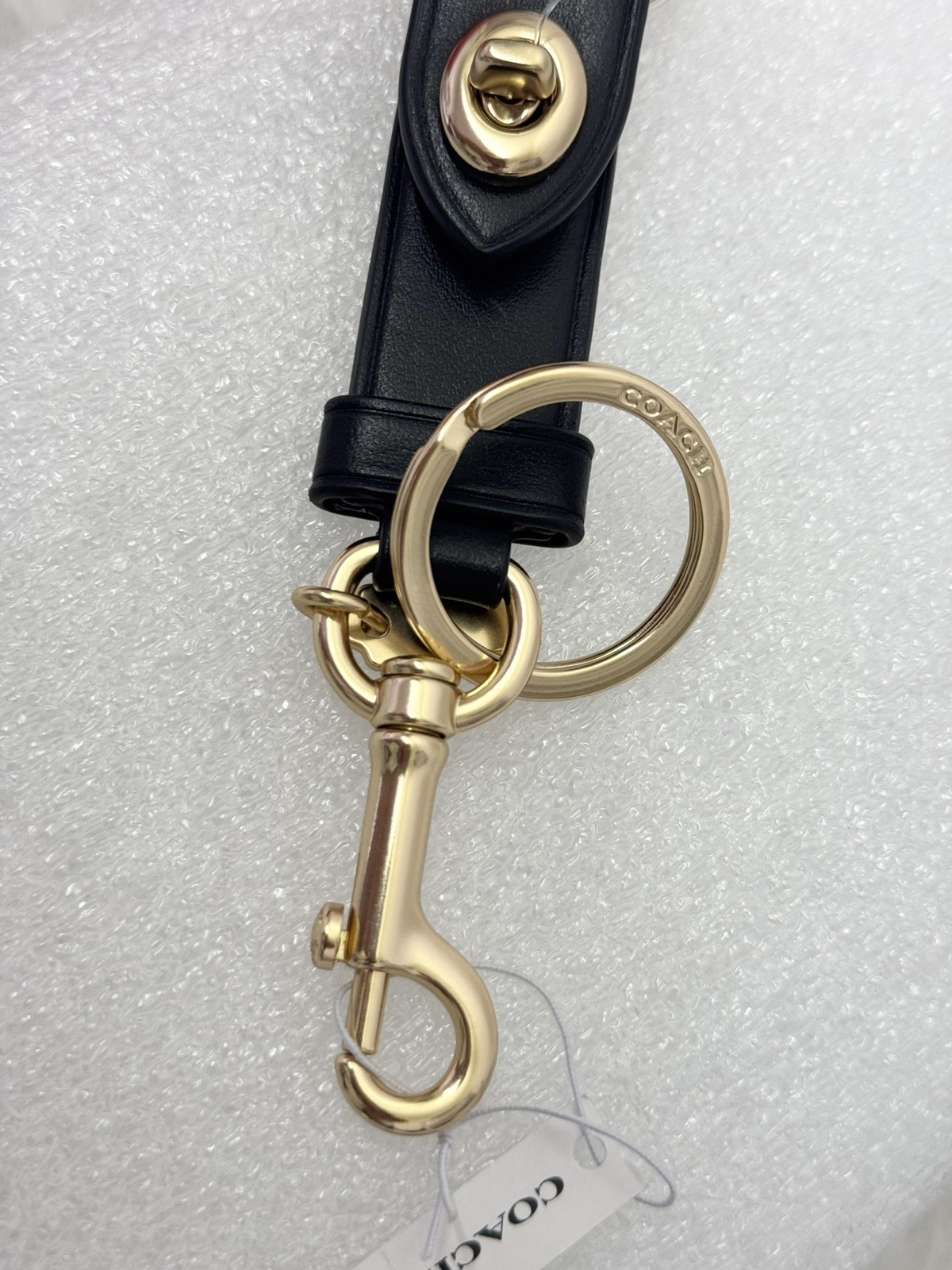 NWT Coach Leather Trigger Snap Bag Charm Black Valet Key Ring Fob | eBay