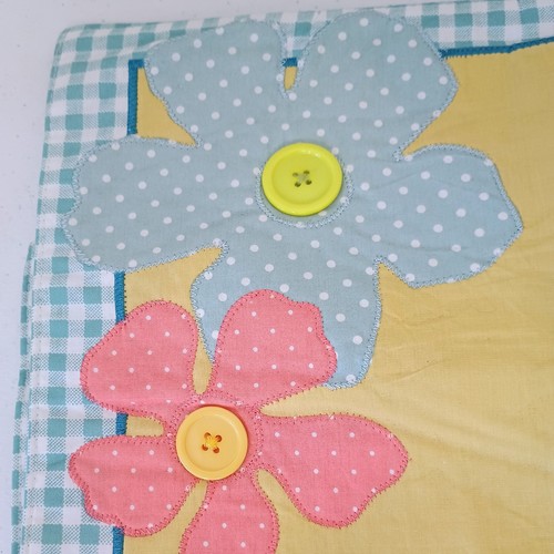 Set Of 4 Blossoms & Blooms Happy Spring Placemats Blue Gingham Floral ...