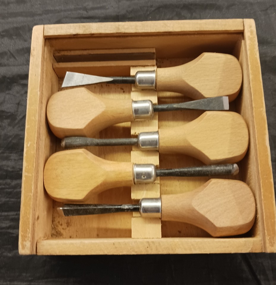 Vintage Millers Falls 5 Piece Wood Carving Tool Set No 107 Dovetailed ...
