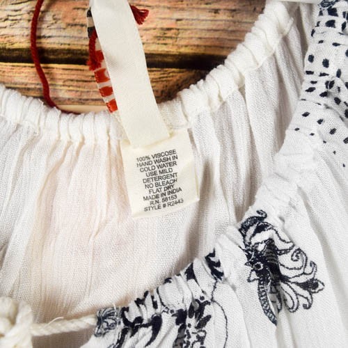 Anthropologie Raga Womens S Small Black White Crop Top Geo Paisley Off ...