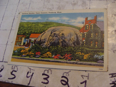 Orig Vint post card 1943 ROLLSTONE BOULDER, UPPER COMMON, FITCHBURG ...