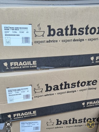 Euro Mono 560 x 470mm Semi Recessed 1 Tap Hole Basin - Bathstore - RRP: £229 | eBay UK