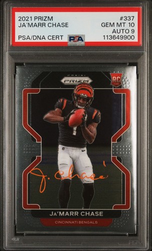 Ja'Marr Chase 2021 Panini Prizm Signed Rookie Card #337 Graded PSA 10 ...
