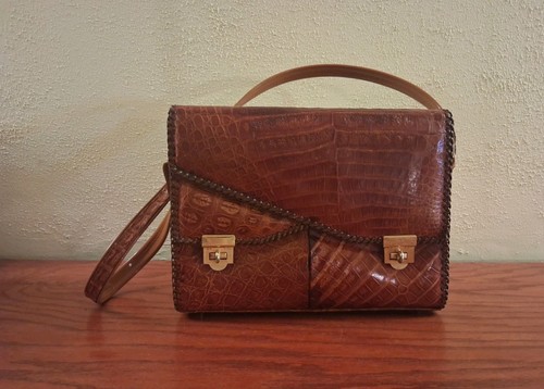 Vintage ETCO Genuine Alligator Multi Section Handbag Shoulder Bag ...