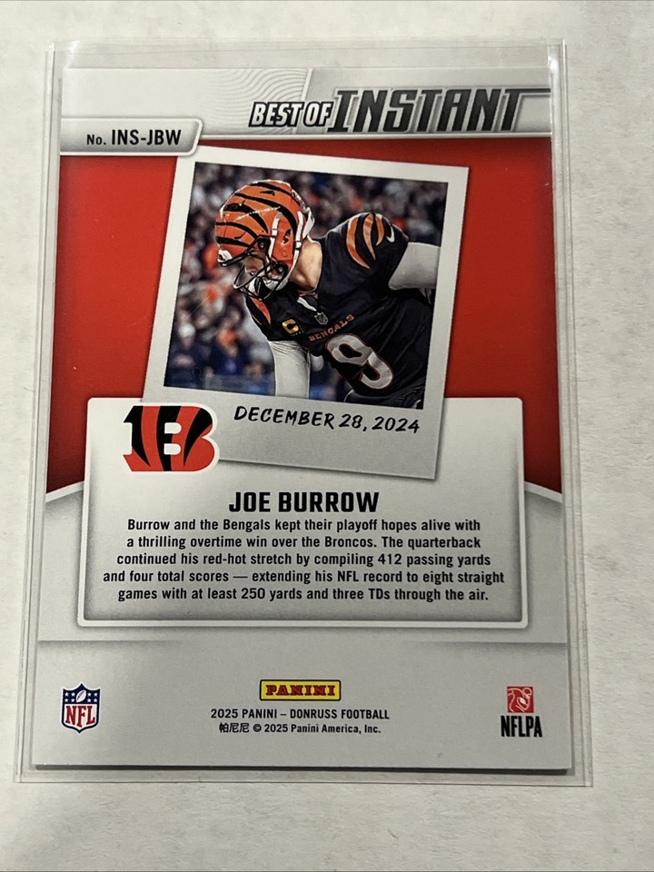 2025 Panini Donruss - Best Of Instant #INS-JBW Joe Burrow | eBay