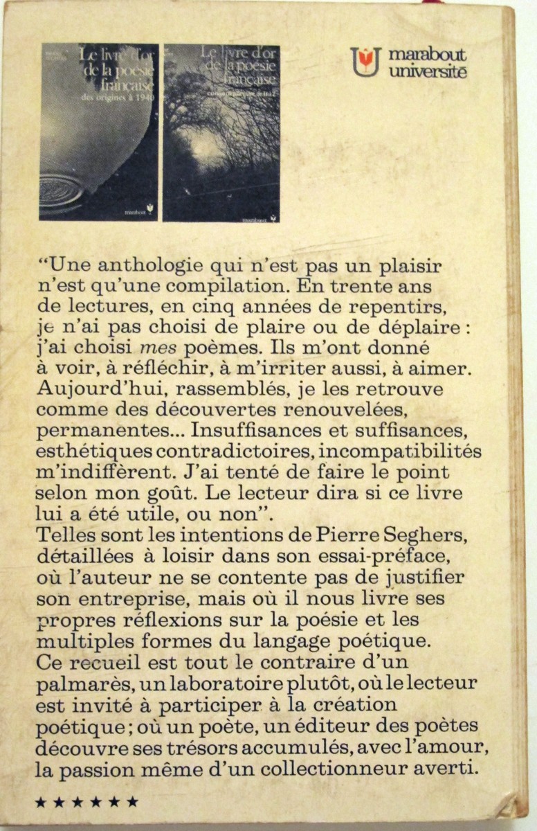 Poesie Francaise Anthologie De La Poesie Francaise Nouvelle Edition