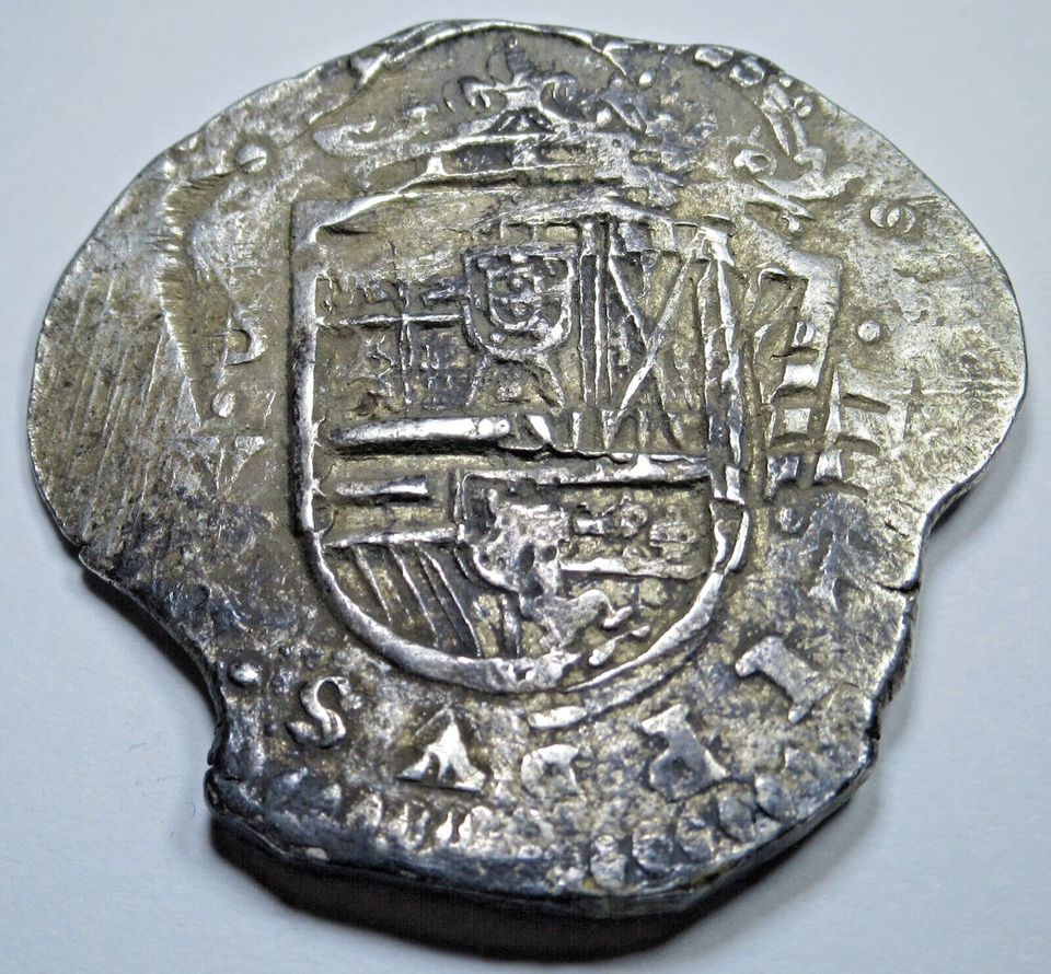 1610-1615 Spanish Silver 4 Reales Colonial Dollar 1600s Pirate Treasure ...