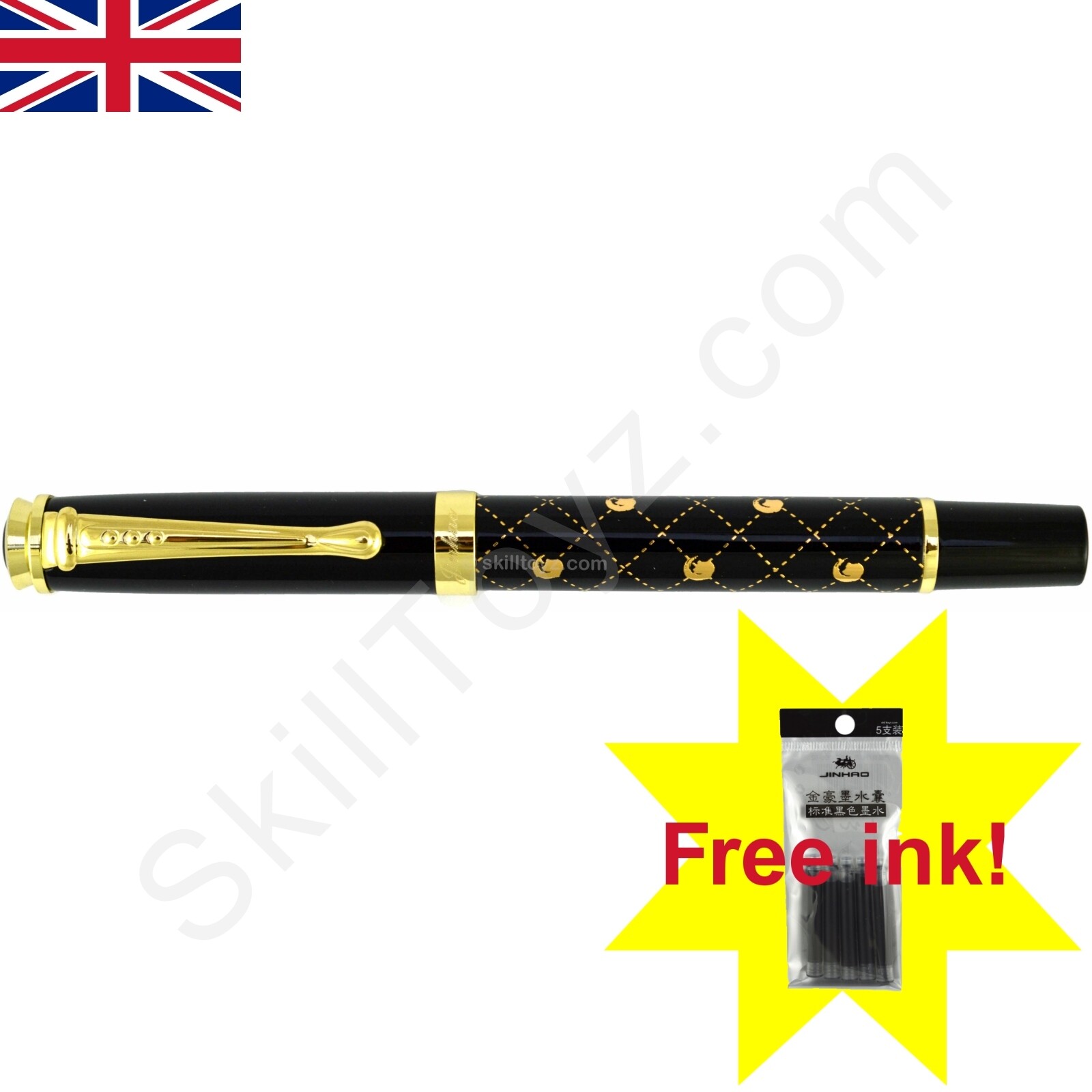 Jinhao 500 Fountain Pen with converter F nib plus 5 FREE Ink Cartridges ...
