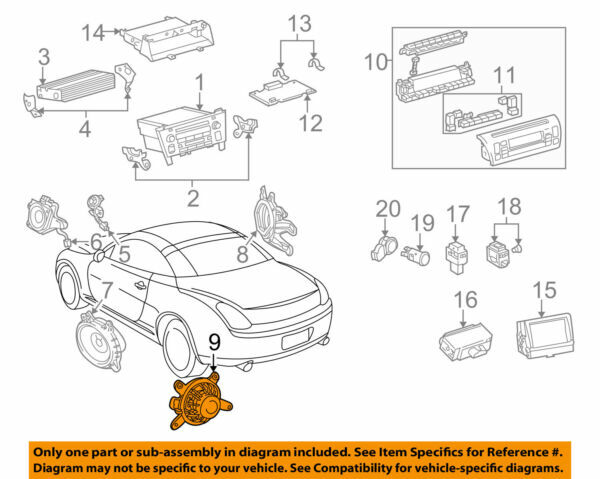 86160-0W450 Toyota Speaker assy, rear no.2 861600W450, New Genuine OEM ...