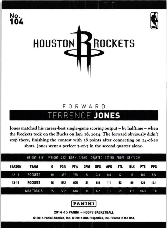 2014 Hoops 104 Terrence Jones Houston Rockets | eBay