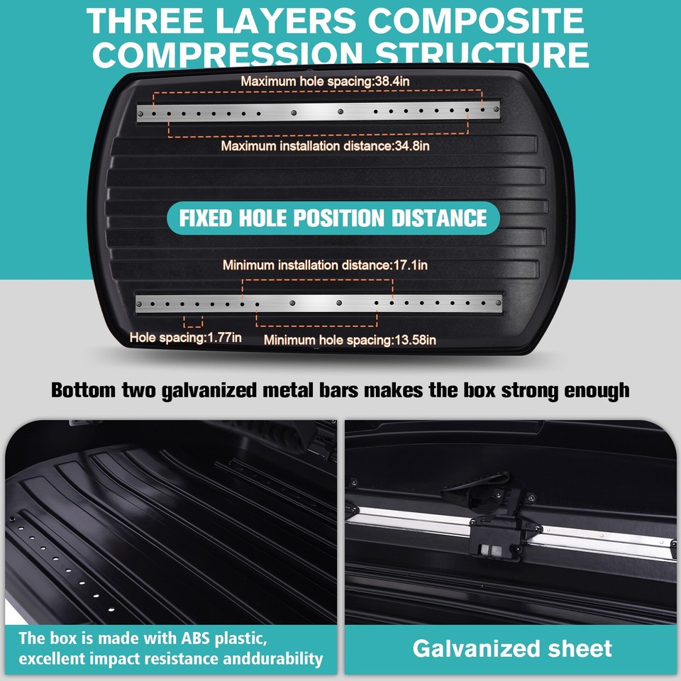 15 Cubic Feet Roof Top Storage Box ，Carrier Roof Mount Travel Luggage ...