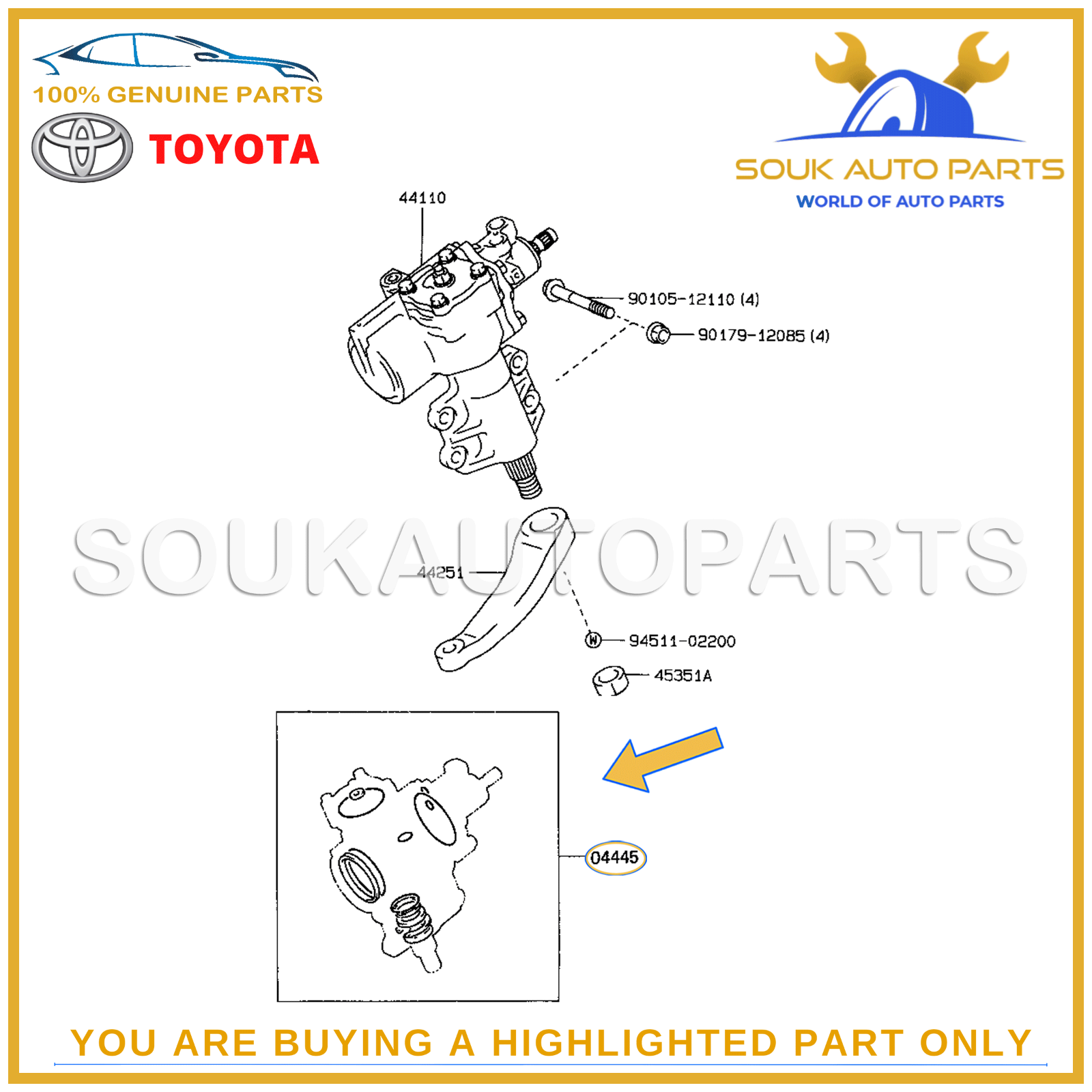 04445-60050 Genuine Toyota GASKET KIT, POWER STRNG GEAR (FOR ...
