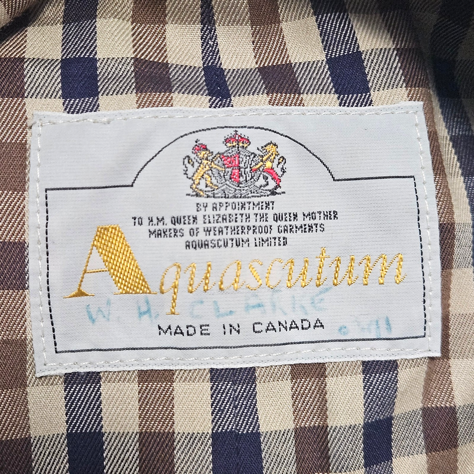 vintage Aquascutum trench coat navy blue 42 Tall overcoat Navy Gingham ...