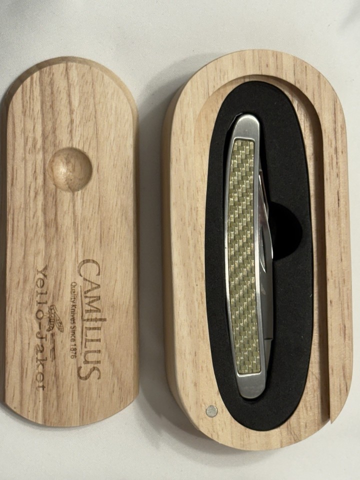 Camillus Yello-Jaket Folding Knife w/ Wood Box – Dual Blade | eBay