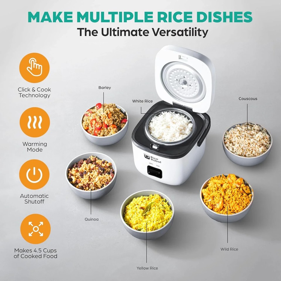 Rice Robot Cooker 4.5 Cups Cooked Electric Mini Rice Maker Pot Small 1. ...