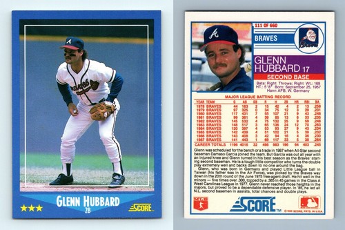 Glenn Hubbard - Braves #111 Score 1988 Baseball Trading Card | eBay