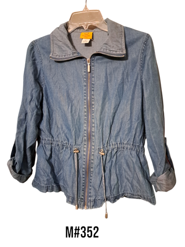Ruby Red Denim Jacket Drawstring waist Size 8P M#352 | eBay