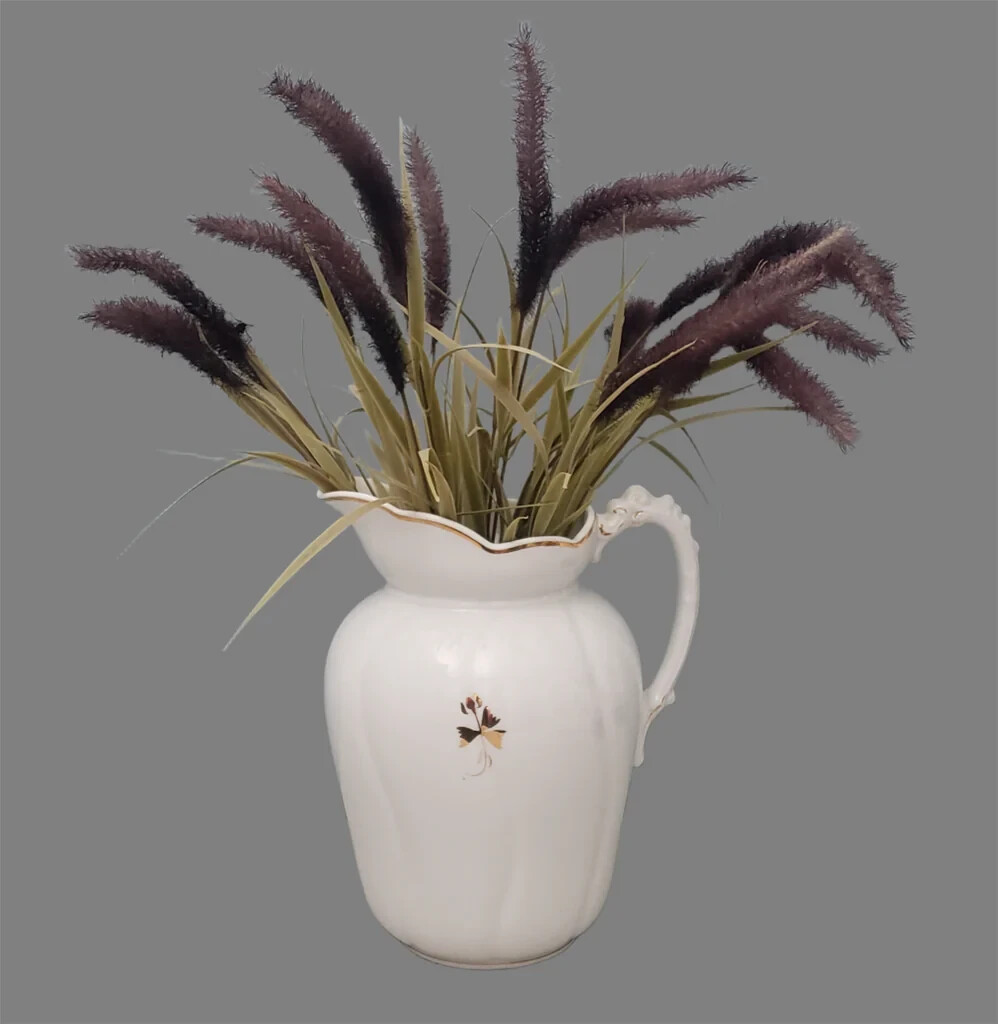 Antique White Tea Leaf Ironstone Pitcher 11 1/2" Chelsea Bishop ...