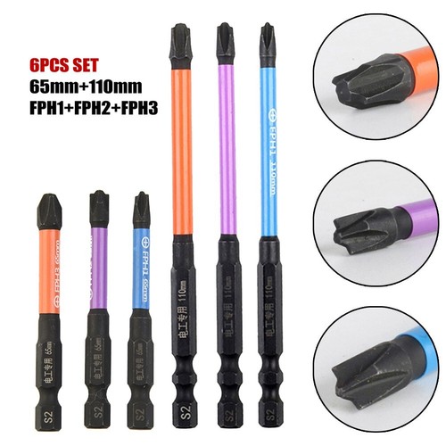 Easy to Use Magnetized Slotted Cross Screwdriver Bit 65mm+110mm FPH1 ...