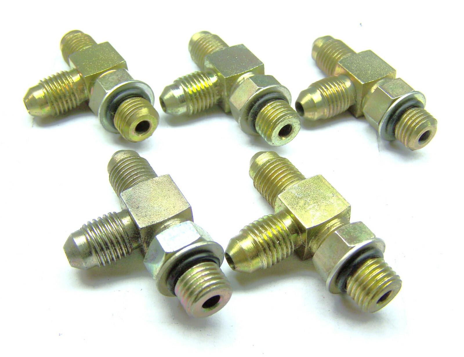5 HYDRAULIC 6804-4-4-4 NOS RUN TEE 1/4" MALE JIC37 X 1/4" MALE ORB X 1/ ...