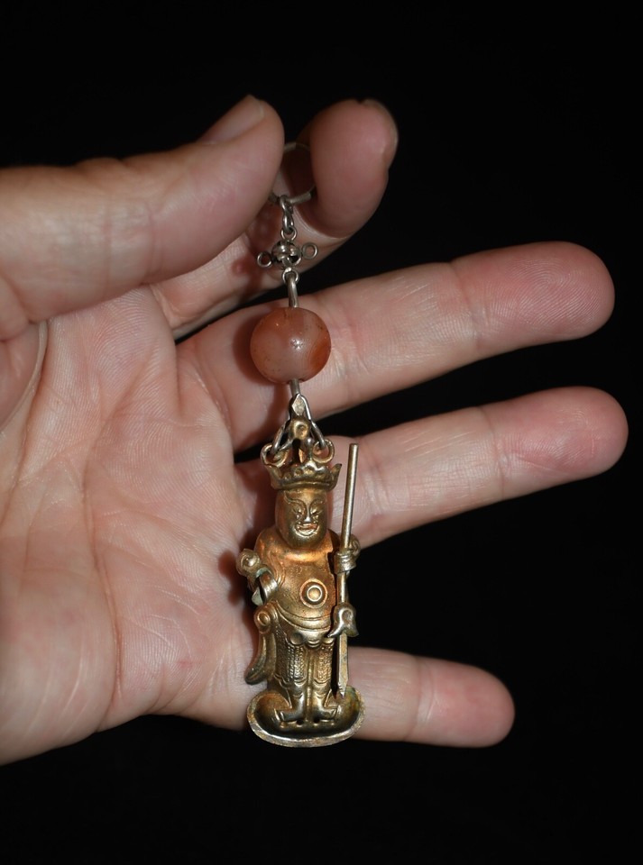 Antique Ching Period Han Chinese Gilt Silver Hat Necklace w/ Coral ...