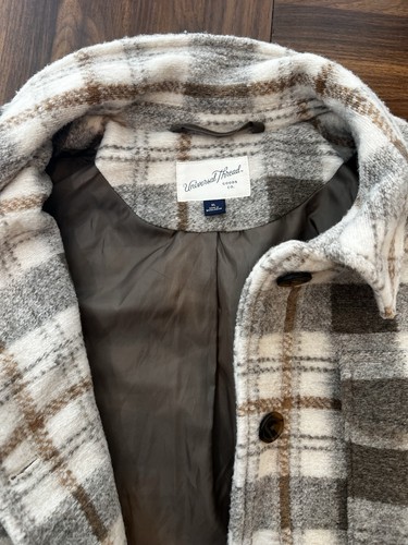 Universal Thread Goods Co. Coat Women’s Size XL Beige Plaid Fleece ...