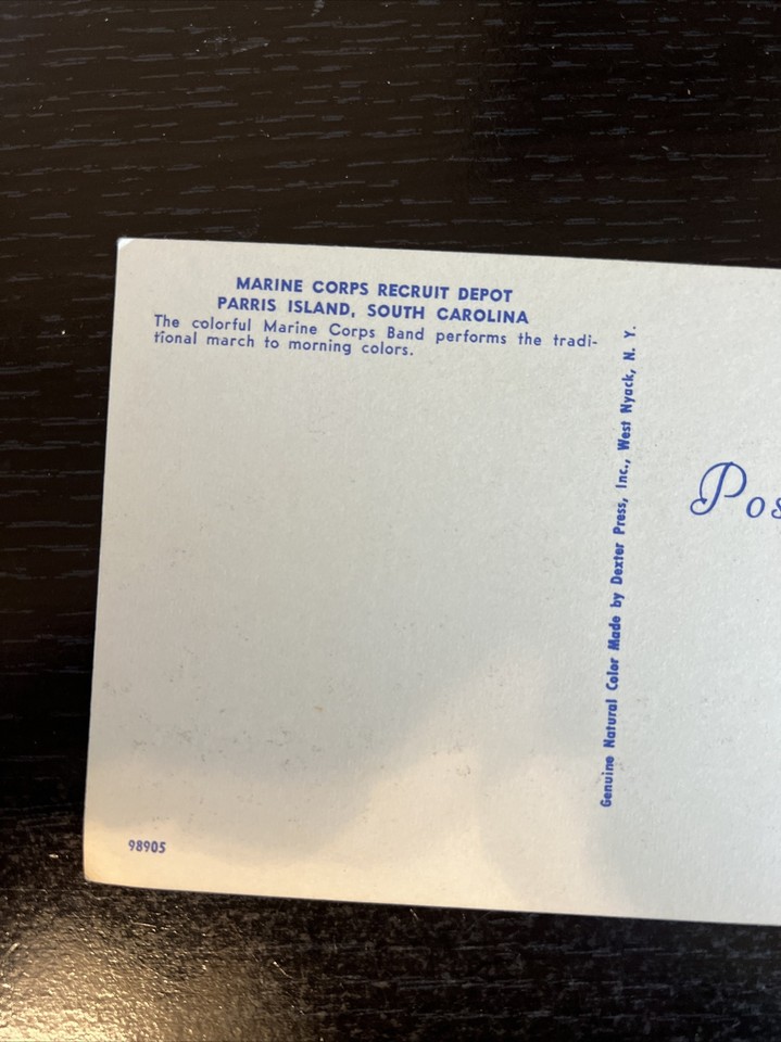 Marine Corps USMC Marching Band Parris Island S.C. Postcard recruit ...