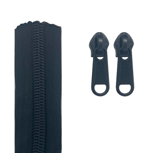 Size 10 Zip Heavy Duty Black Coil Zipper Roll - Continuous, Durable Zip ...