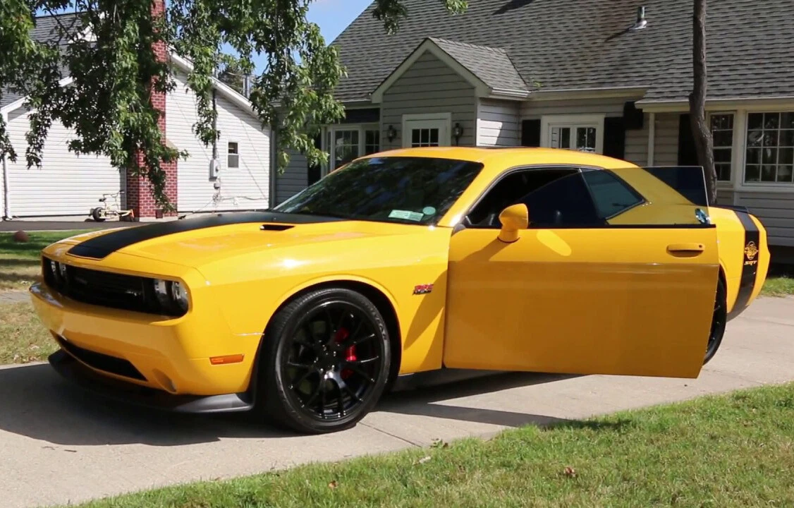 Yellow Dodge Challenger Black Rims
