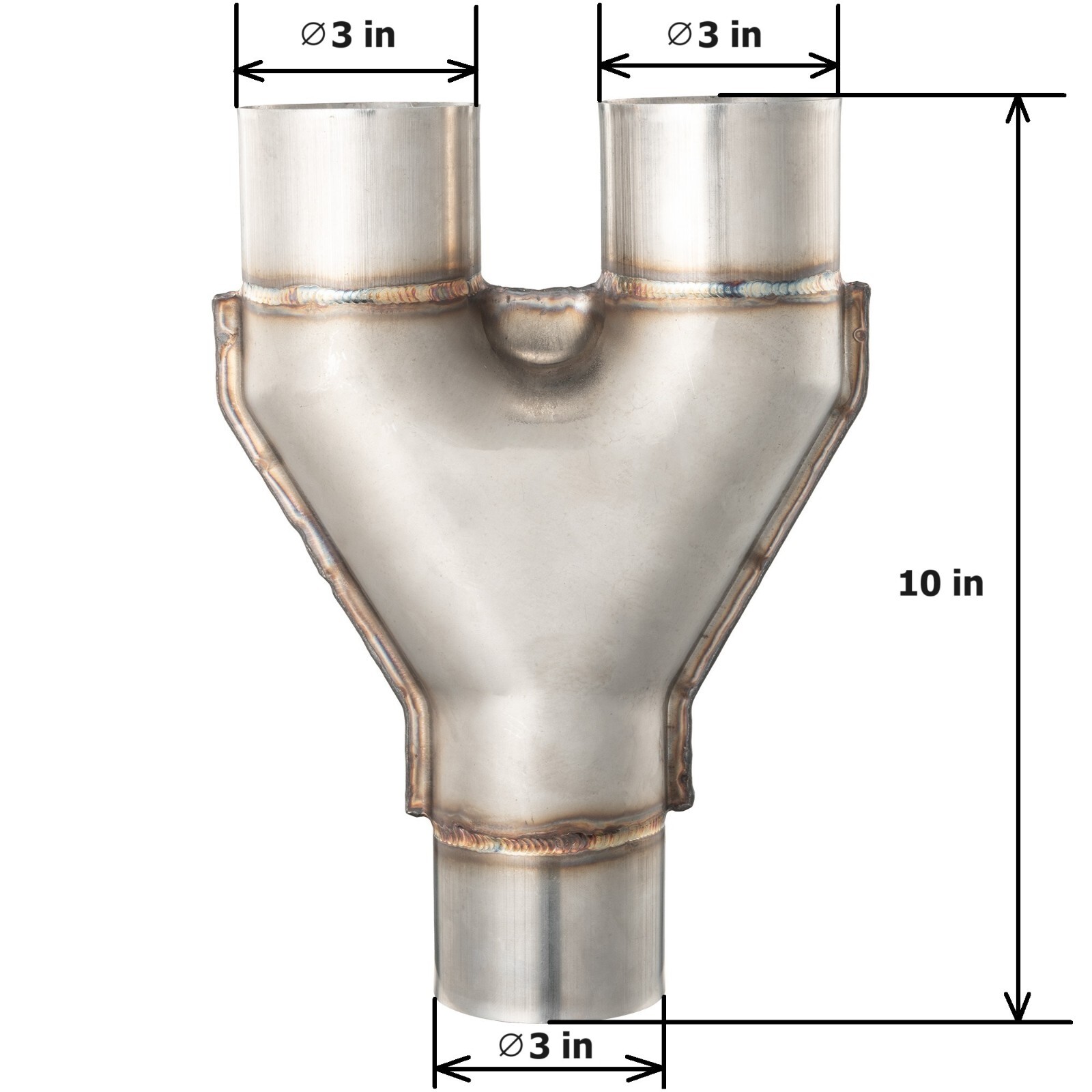 Exhaust Y Pipe 3.00" Dia Single Inlet to 3.00" Dia Dual Outlets ...