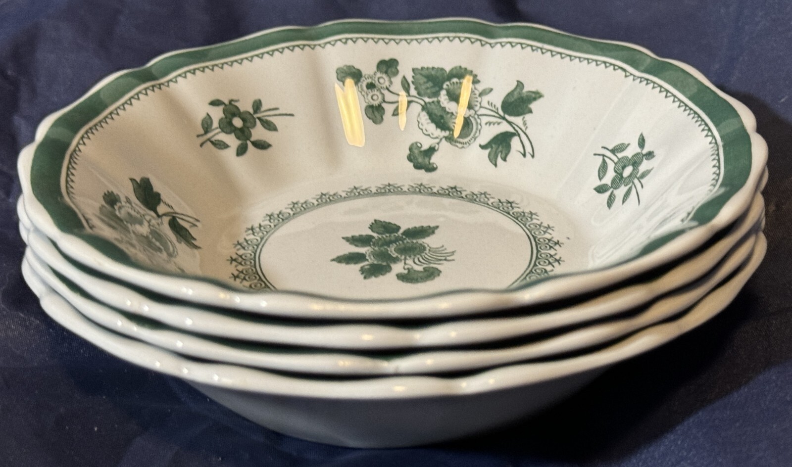 4 Copeland Spode Spodes Gloucester Green 5" Fruit Dessert Bowls | eBay