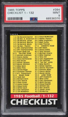 1985 Topps FB Card #394 NFL Football CHECKLIST 1-132 #394 PSA 9 MINT | eBay