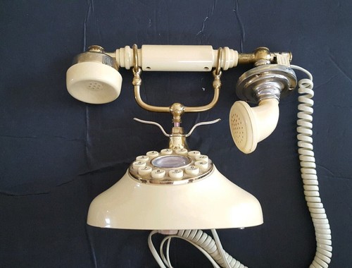 Vintage Pale Yellow Princess Phone Telephone Brass Push Button | eBay